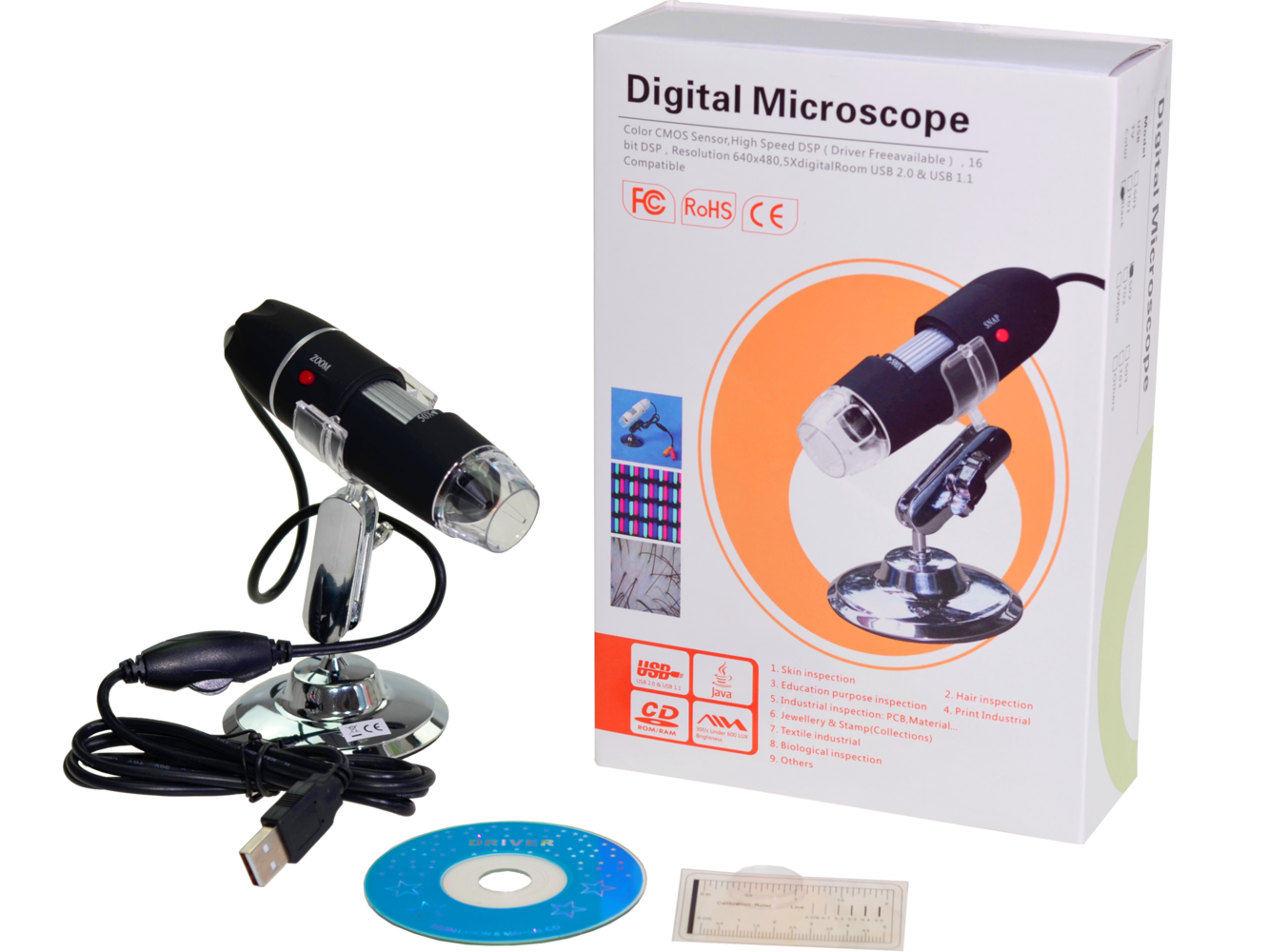 Mikroskop cyfrowy kamera USB 8 LED 500X 2MPX 50X - 500X | Elektronika ...